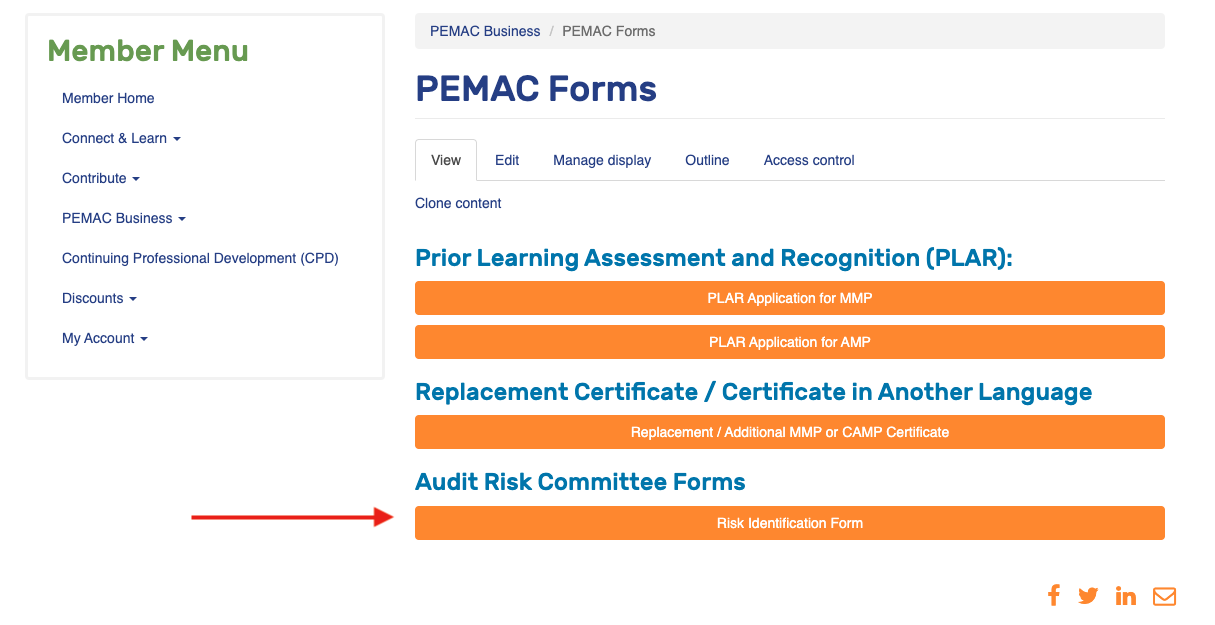 Risk Identification Form | PEMAC